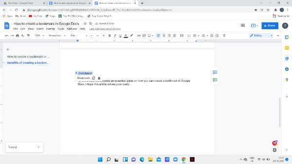  How To Create A Bookmark In Google Docs 