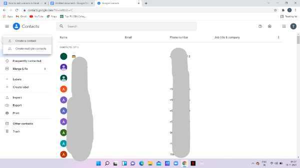 How To Create Contacts In Gmail
