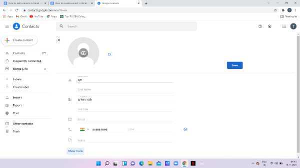 How To Create Contacts In Gmail