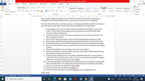 How To Put A Large Excel Table Into Word Brokeasshome