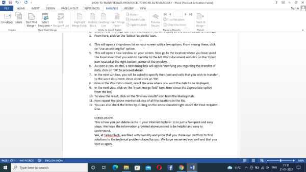 How To Transfer Data From Excel To Word Automatically